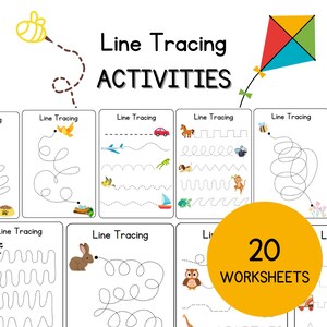 Line Tracing Worksheets 20 Activities Fun for Kindergarten - Etsy