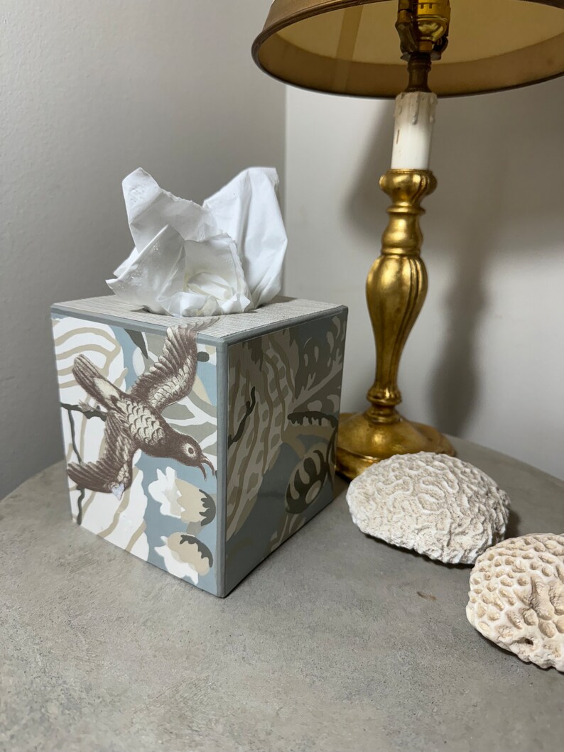 Handmade Bird & Floral Tissue Box Cover: Muted Home Decor - Etsy