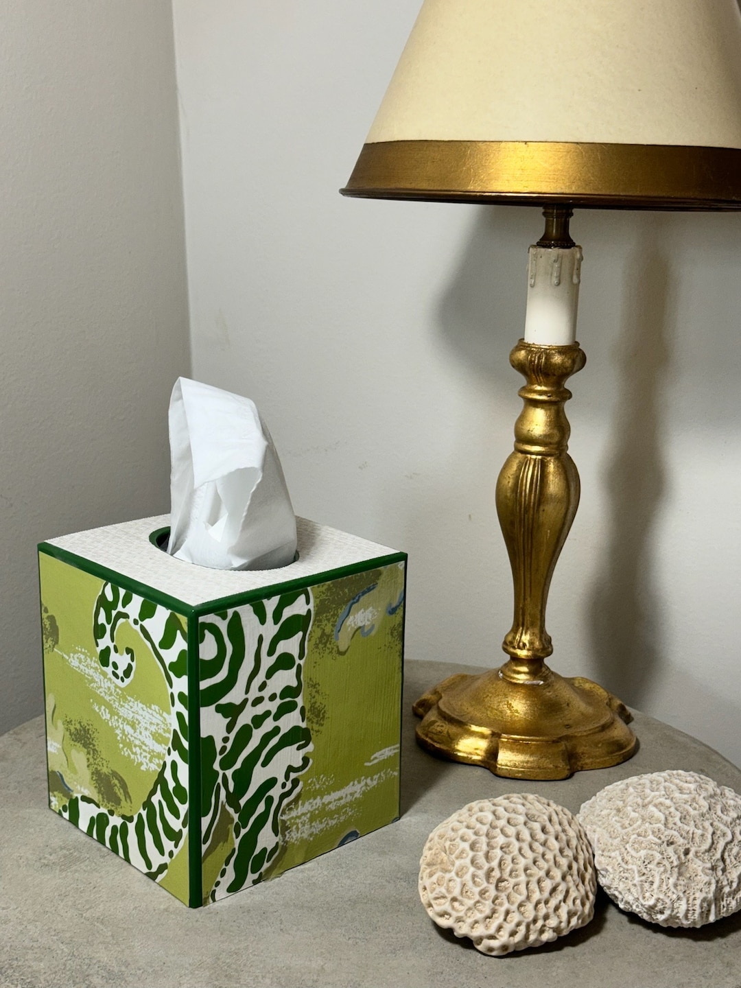 Handmade Green Tiger Print Tissue Box Cover: Unique Home Decor - Etsy