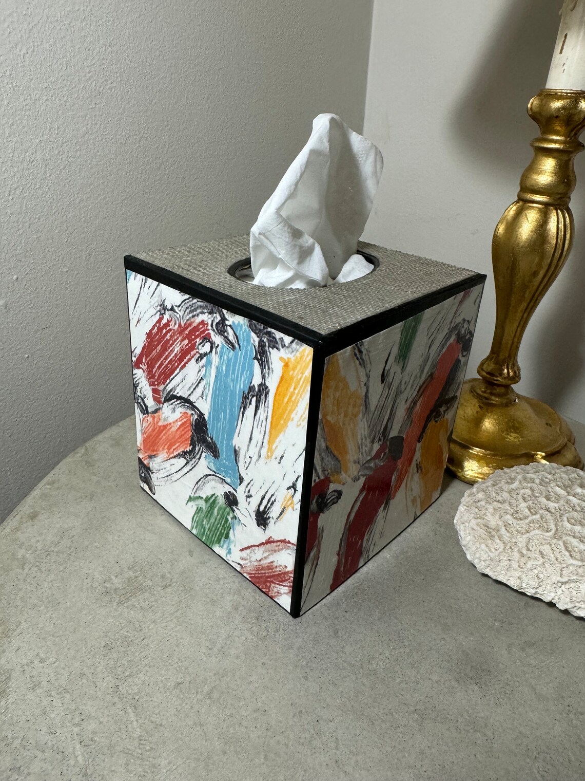 Colorful Black Birds Tissue Box Cover Handcrafted Elegant Home Decor ...