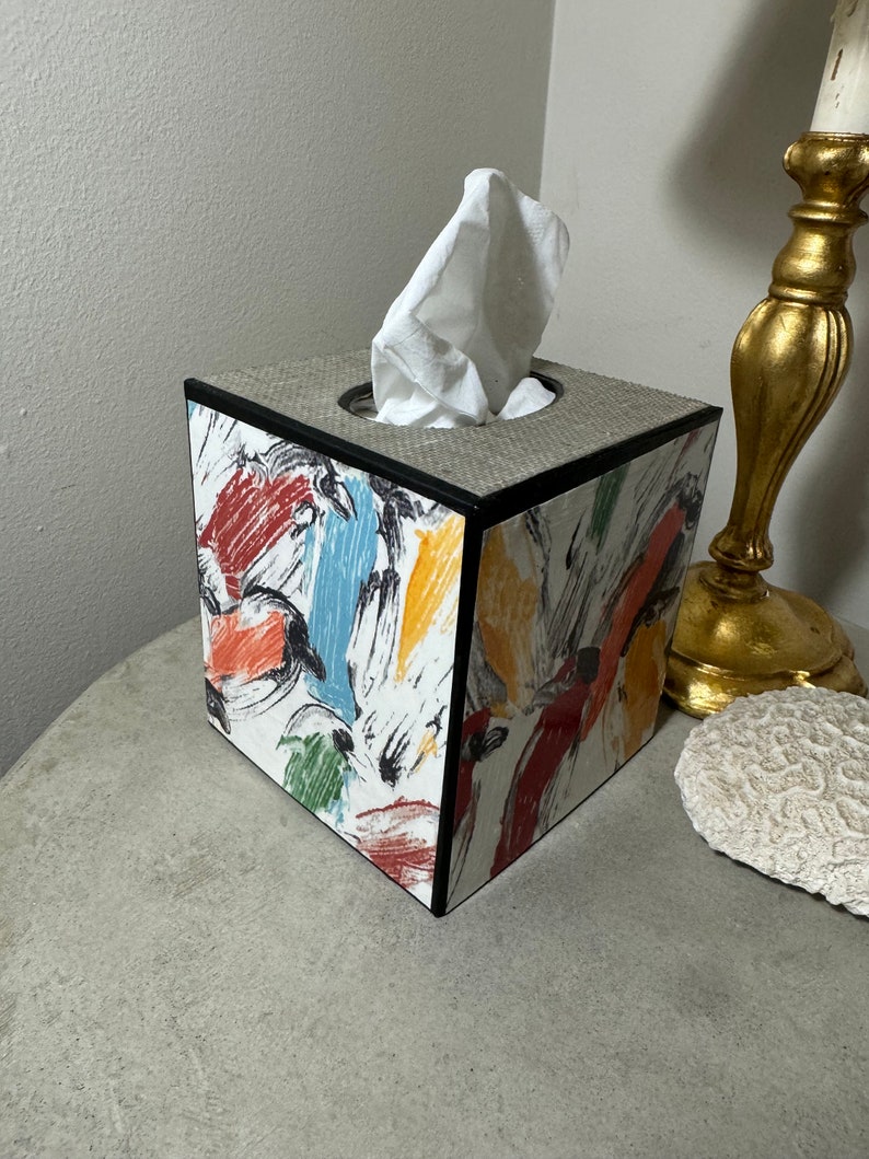 Colorful Black Birds Tissue Box Cover Handcrafted Elegant Home Decor ...