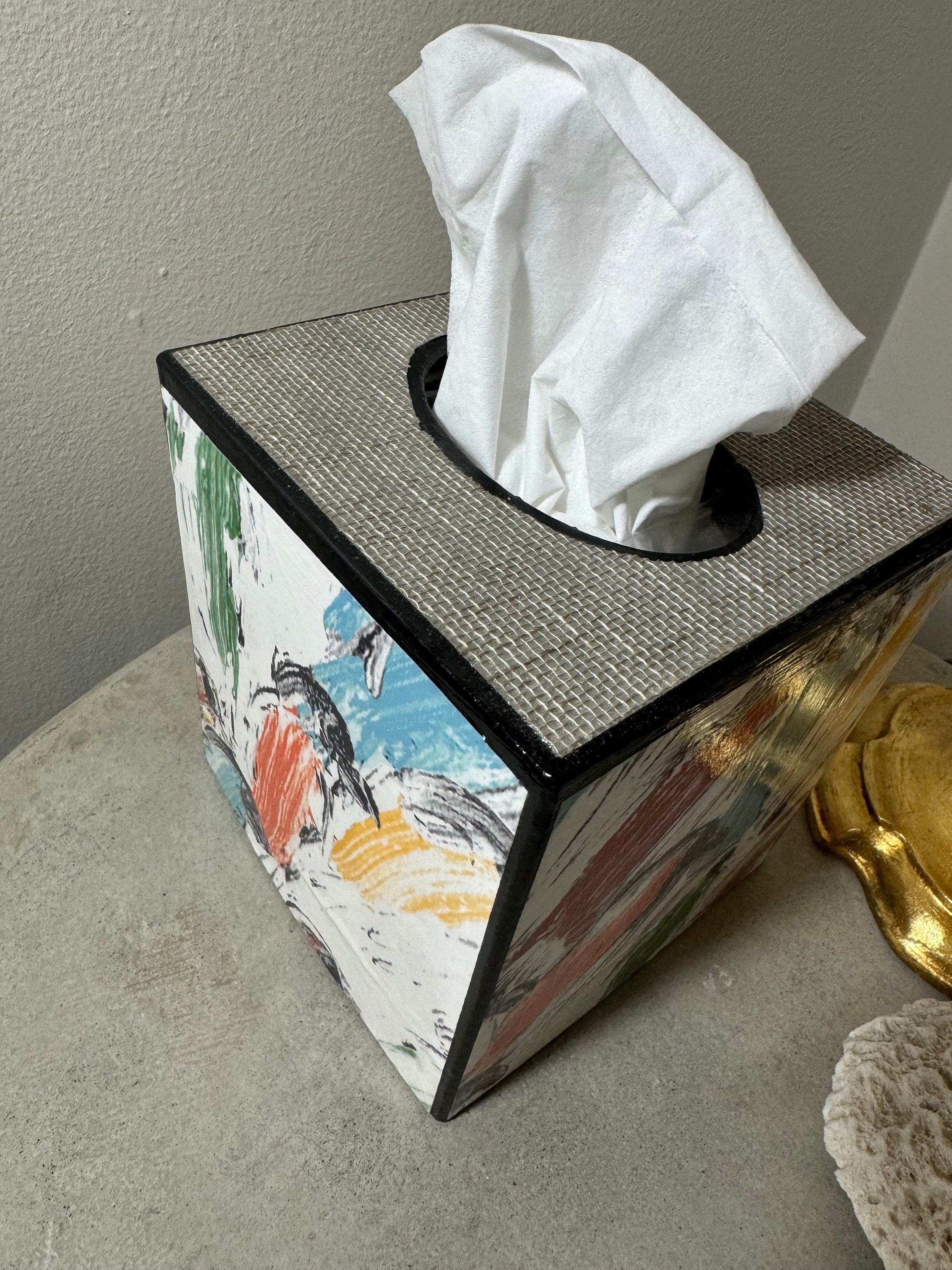 Colorful Black Birds Tissue Box Cover Handcrafted Elegant Home Decor ...