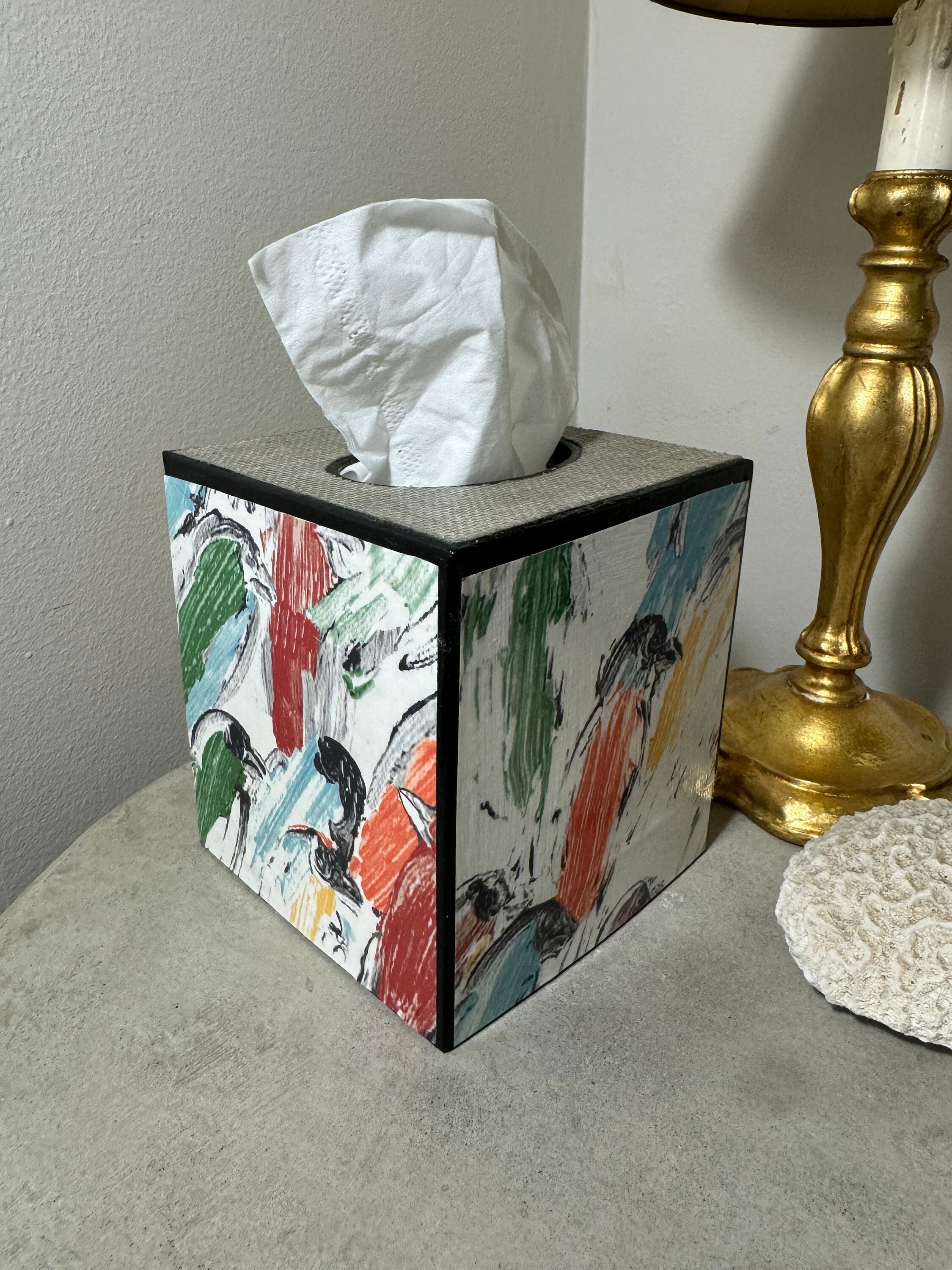 Colorful Black Birds Tissue Box Cover Handcrafted Elegant Home Decor ...