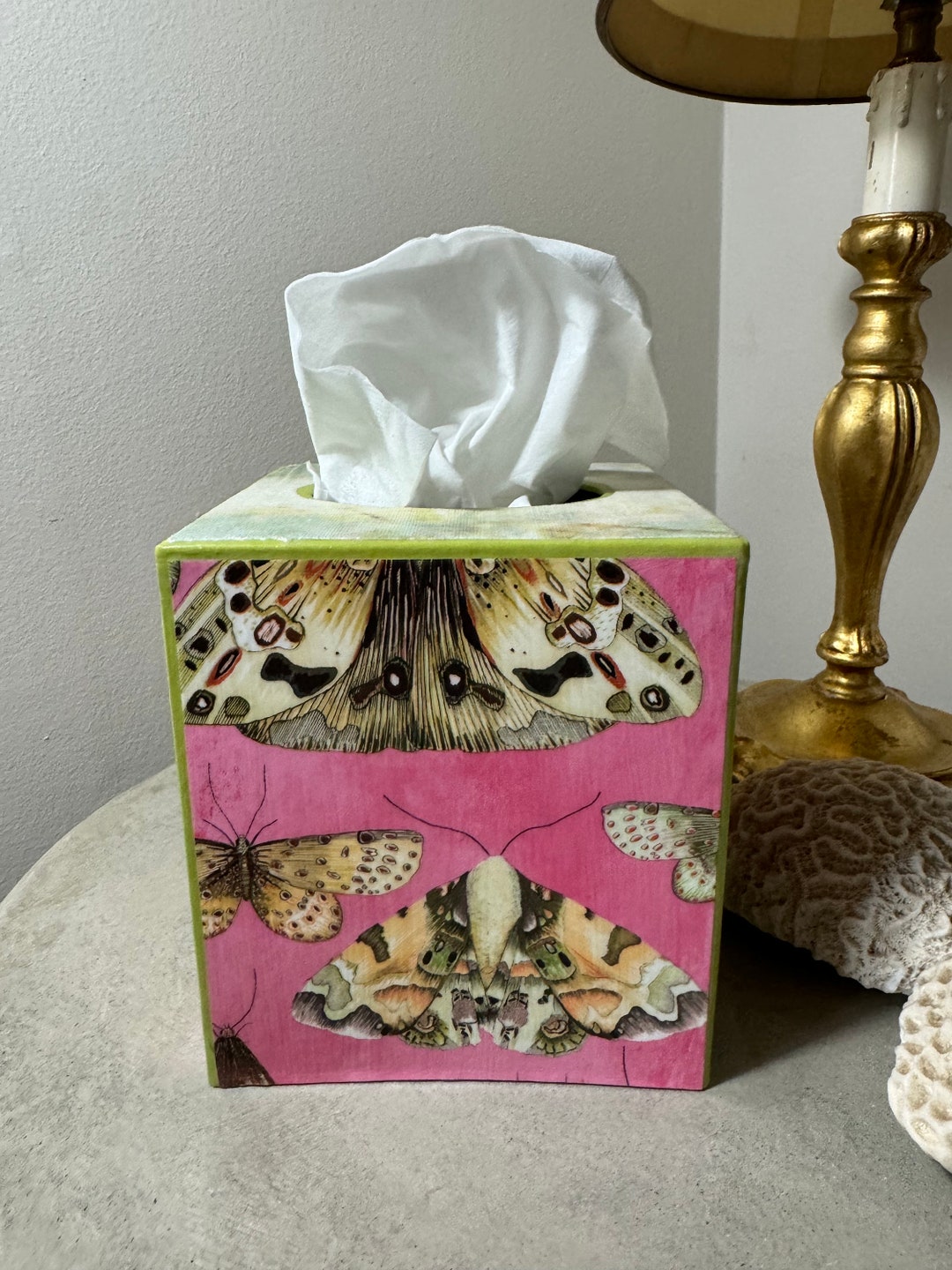 Decorative Tissue Box Cover, Handmade, Butterfly, Colorful, Paper Mache ...