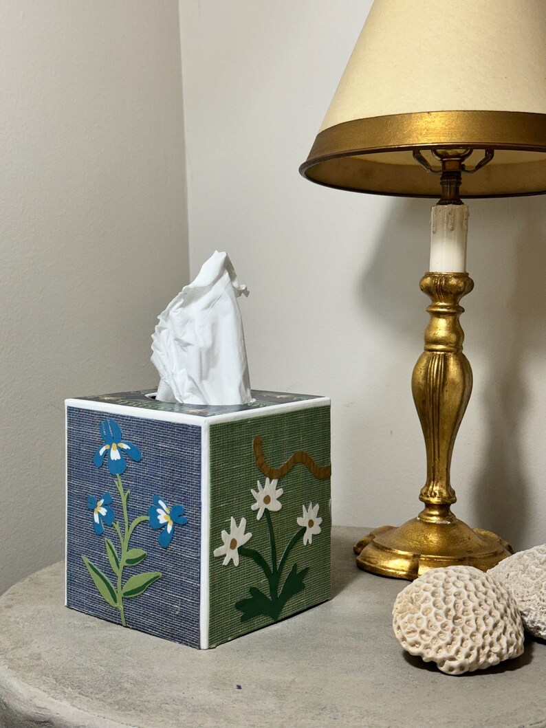 Elegant Leopard and Floral Tissue Box Cover, Handmade, Unique Gift Idea ...