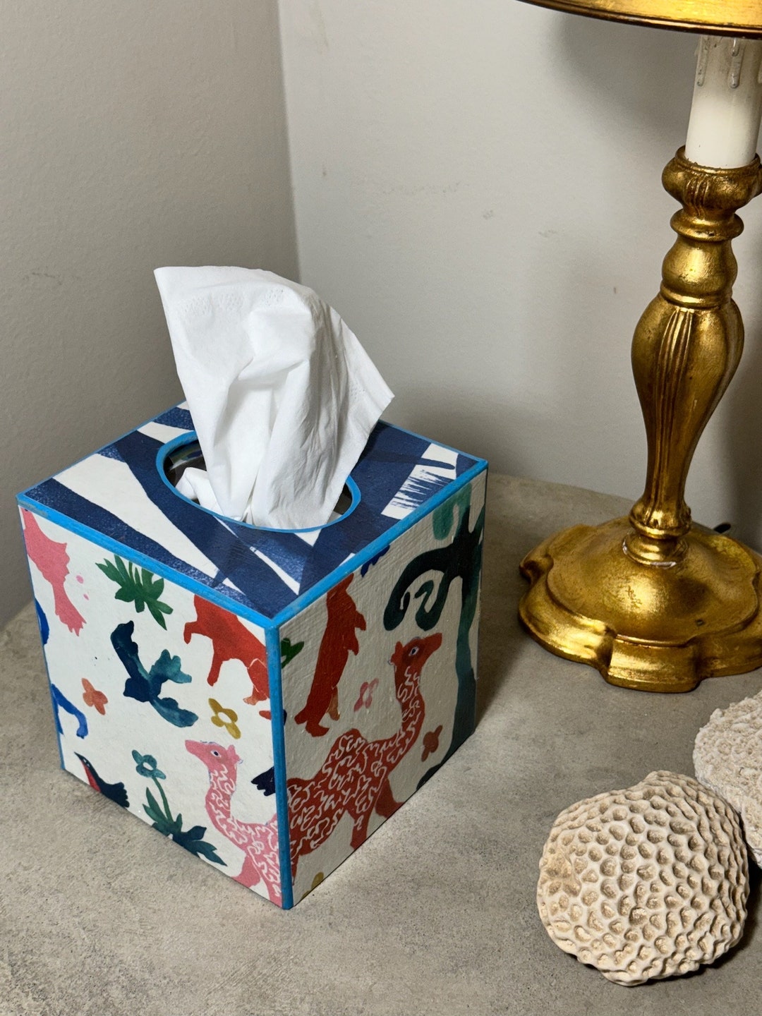 Colorful Animal Print Tissue Box Cover, One of a Kind, Handmade ...