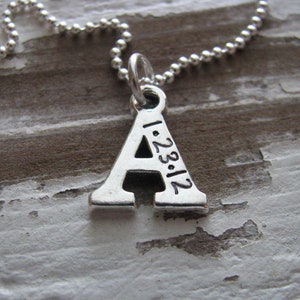 Solid Sterling Silver Initial Charm With Date - Etsy