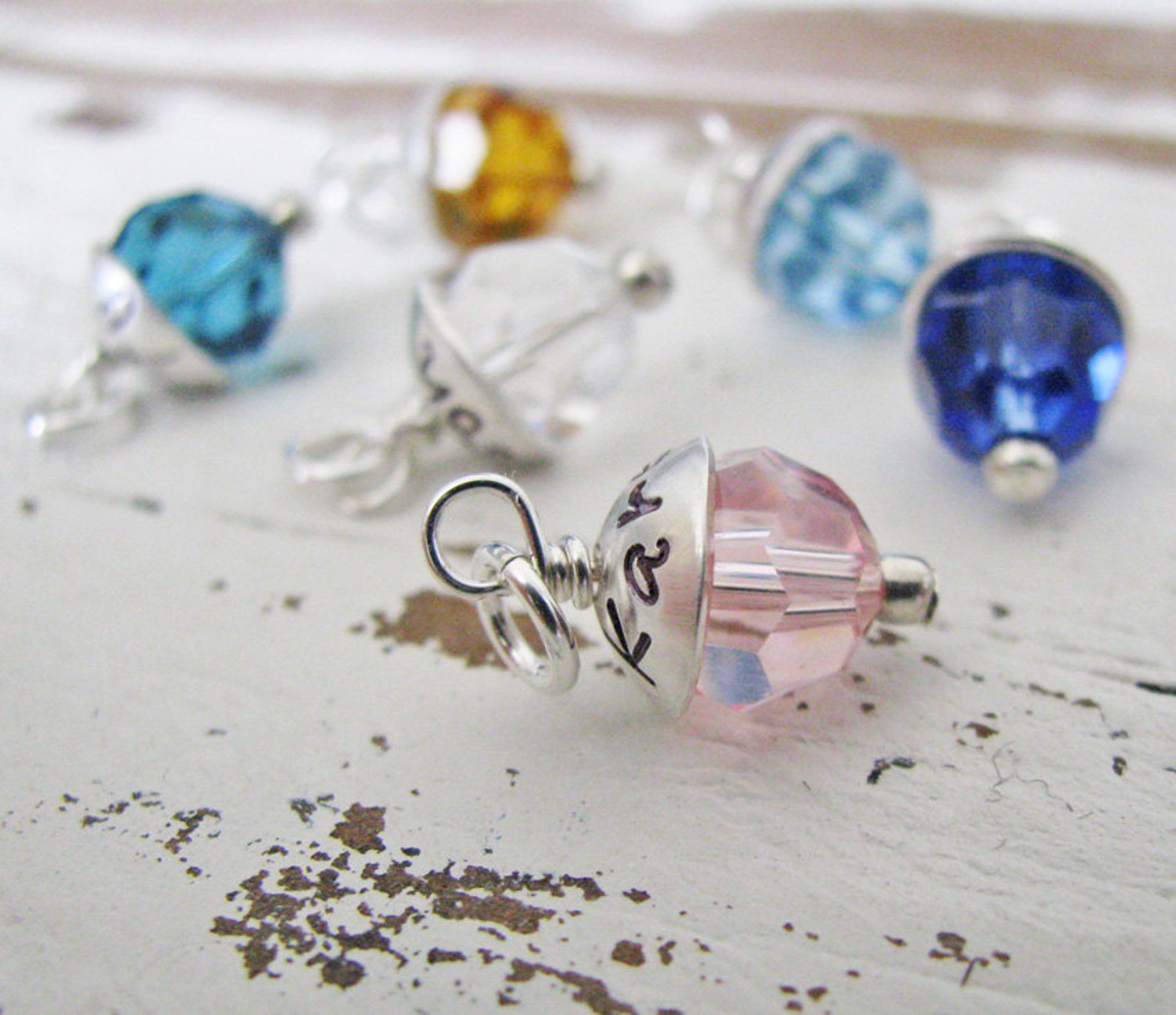 Personalized Birthstone Charm - Etsy