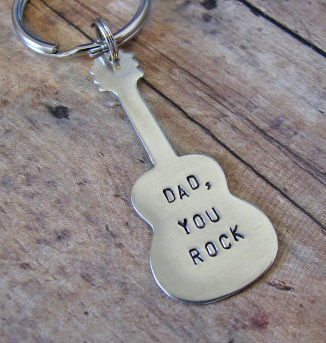 Custom Silver Guitar Key Chain - Etsy