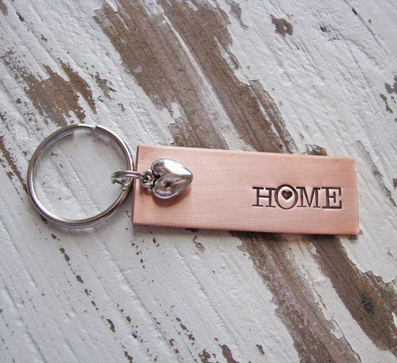 Home is Where the Heart is Copper Key Chain - Etsy