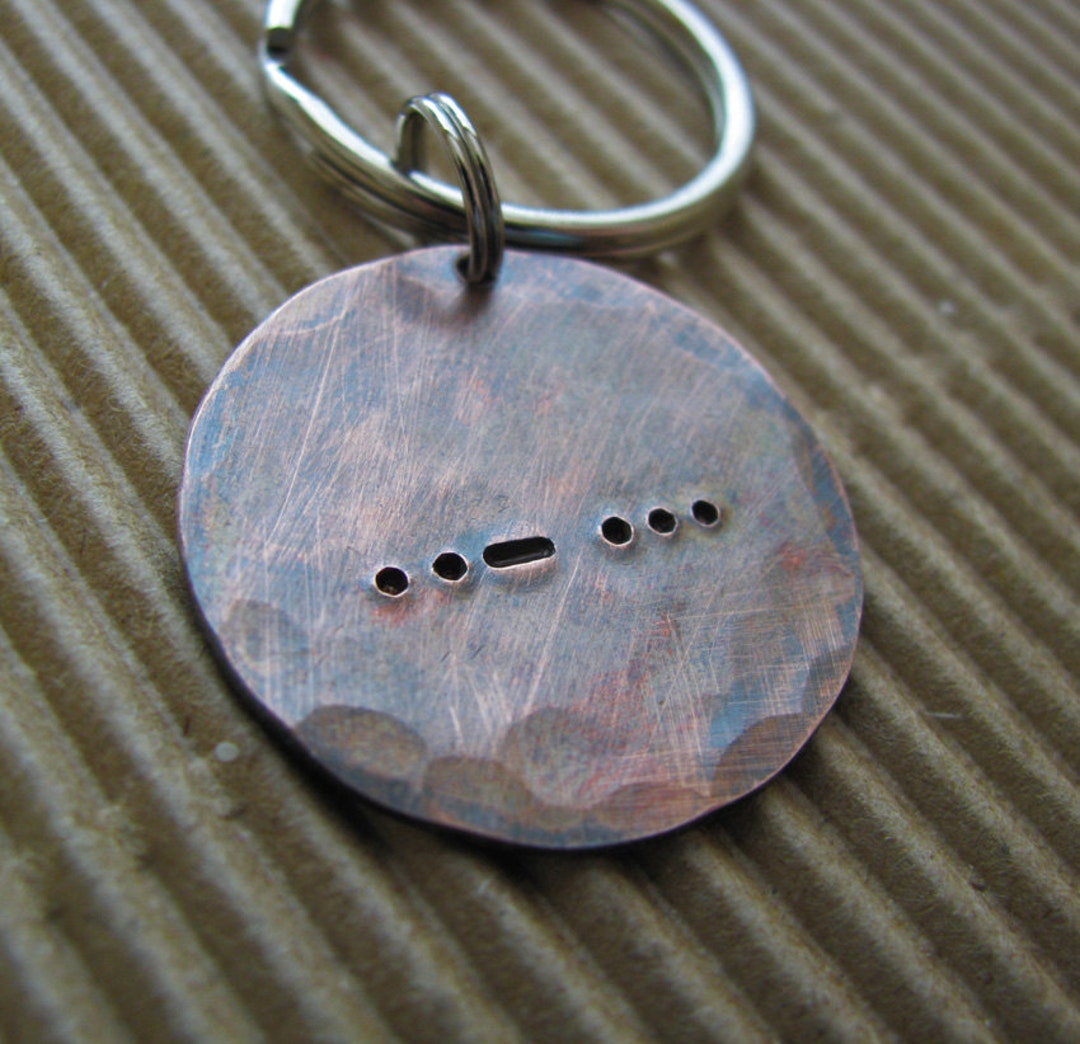 Rustic Copper Morse Code Key Chain - Etsy