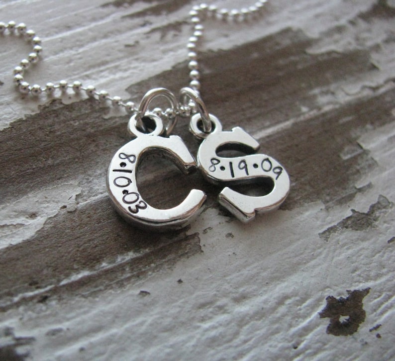 Solid Sterling Silver Initial Charm With Date - Etsy