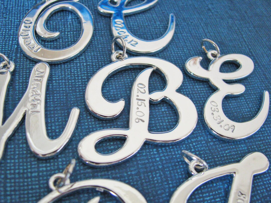 Custom Cursive Initial Charm Hand Stamped With Your Text (charm Only ...