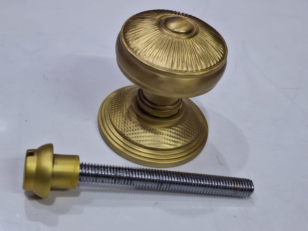 Center Door Knob Beautiful Knurled Texture and Stick Style Matte Brass ...