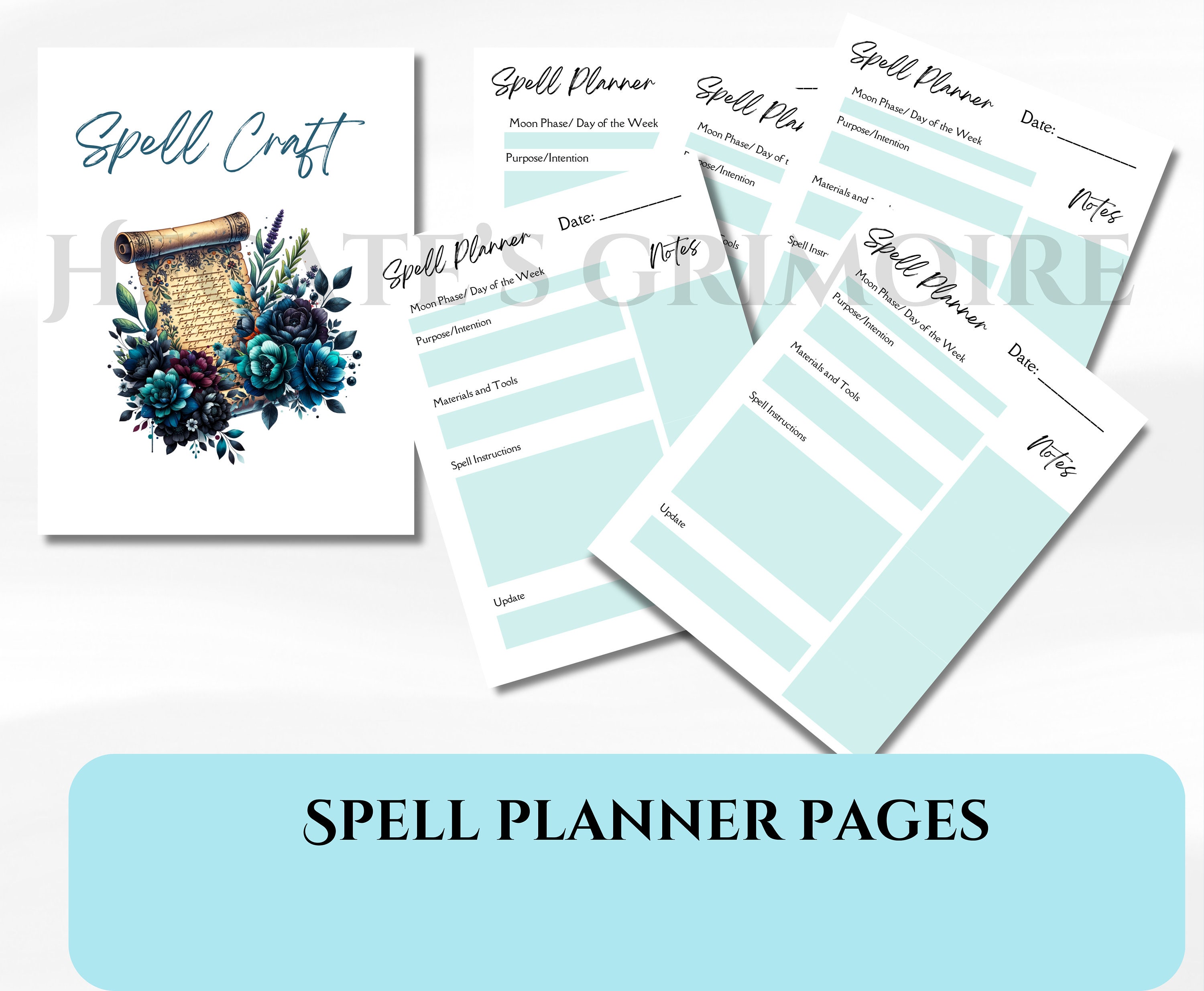 Book of Shadows Printables Baby Witch Grimoire Tarot Cards Digital ...