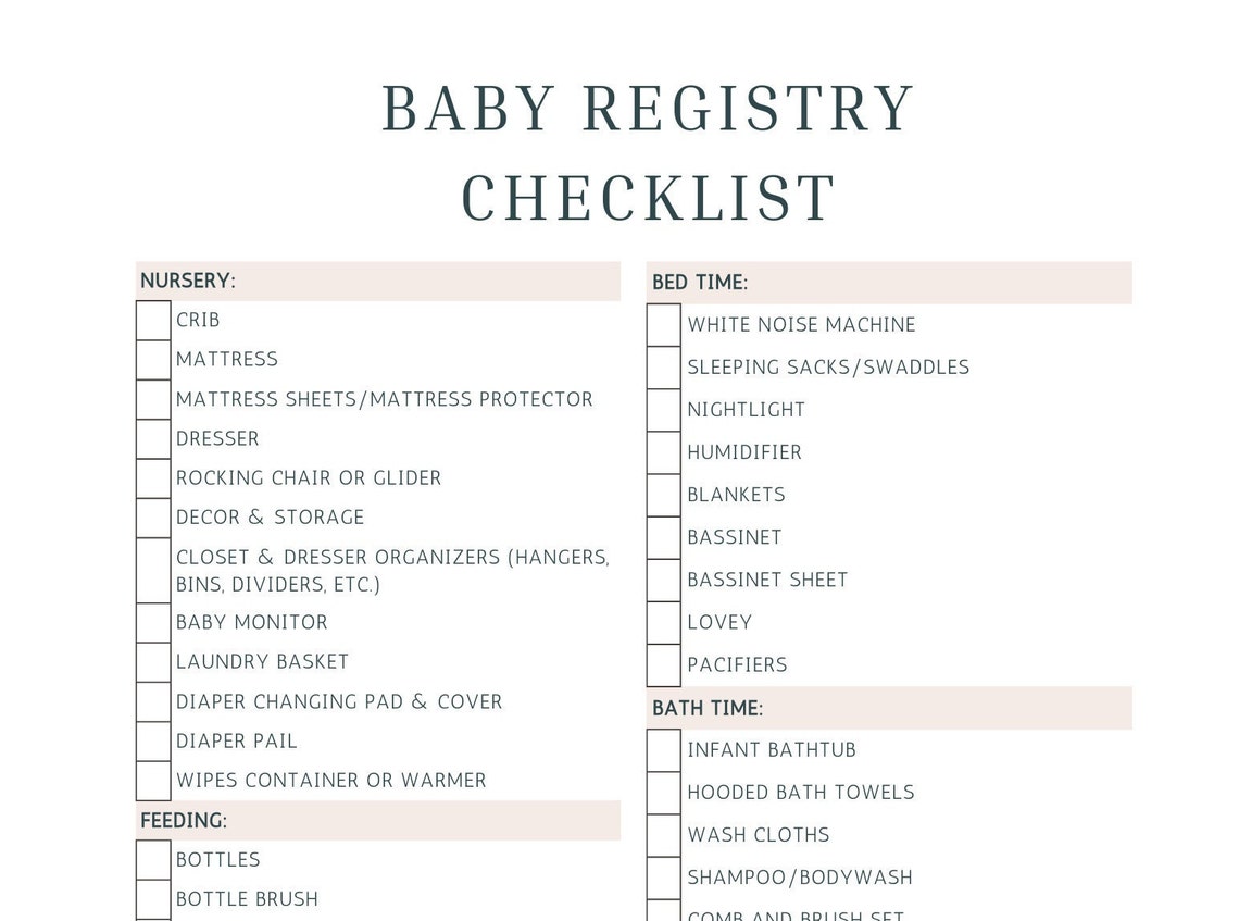 Baby Shower Registry Checklist Essentials - Etsy