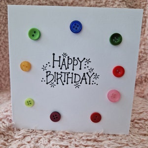 Handmade Button Birthday Cards - Etsy