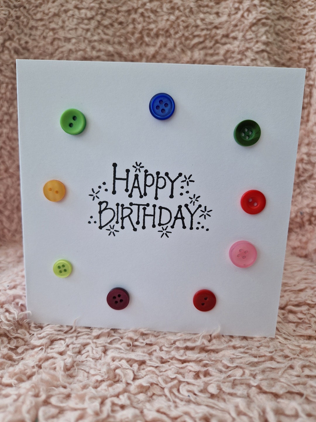 Handmade Button Birthday Cards - Etsy