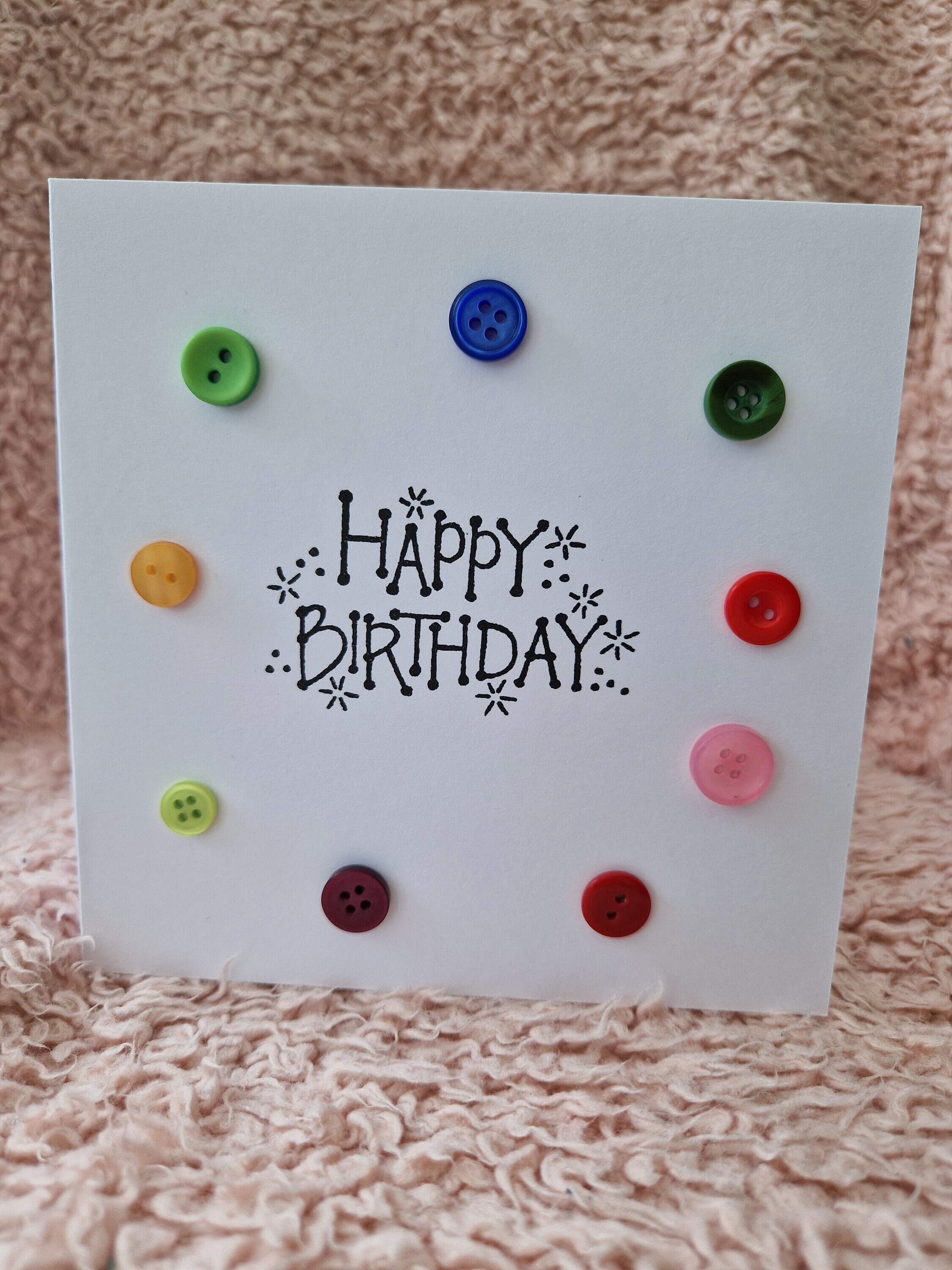 Handmade Button Birthday Cards - Etsy