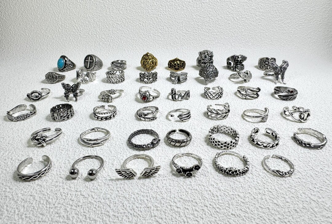 Unisex Y2K Rings | Thai Silver Rings | Cyberpunk Chunky Rings | Gothic Hippie Y2K Rings ...