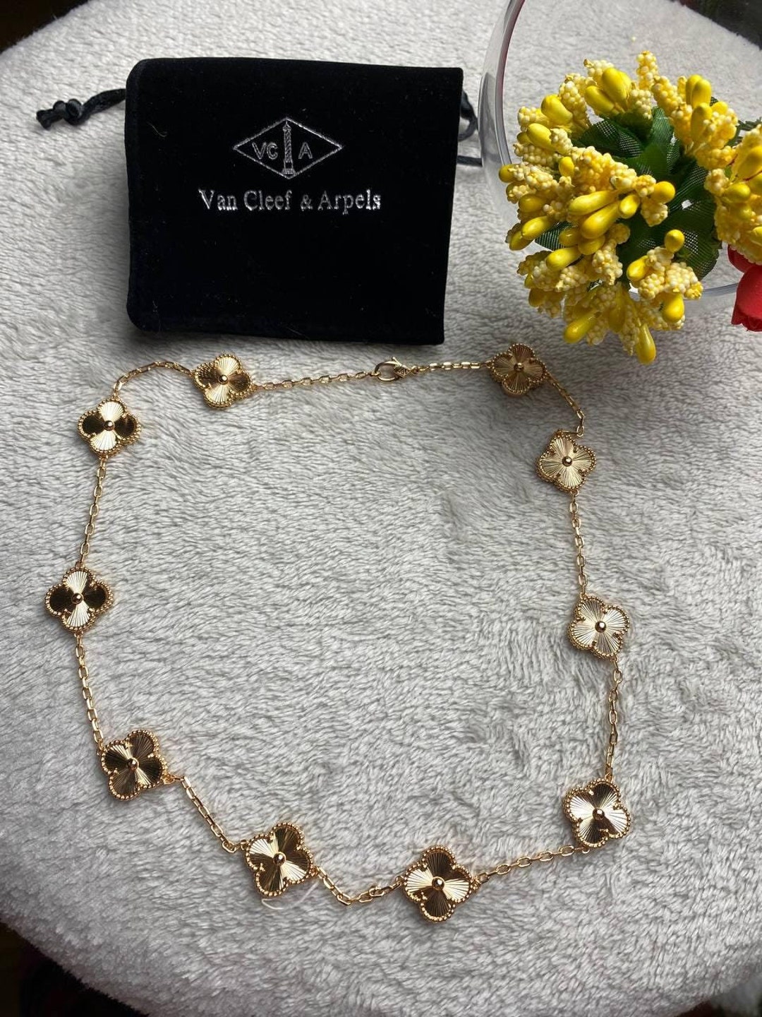 Premium Van Cleef & Arpels 18k Pure Solid Gold Motif Charms Necklace - Etsy