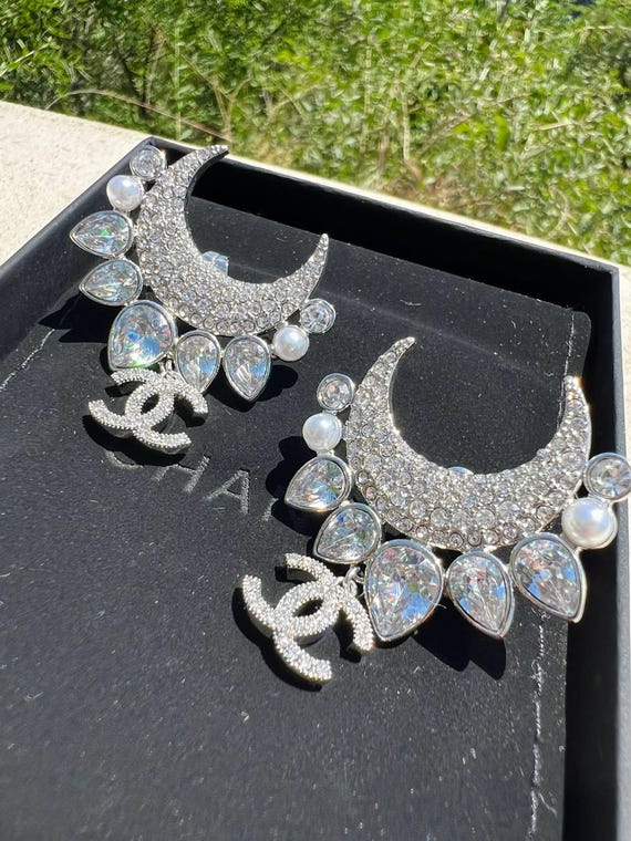 Chanel Gold Designer CC Drop Crystal Charming Designe… - Gem