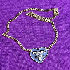 Vintage Prada Womens Gold Plated Black Heart Pendant Necklace Unique ...