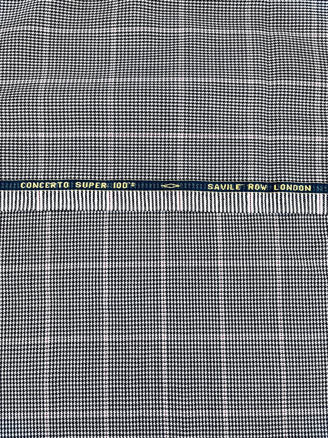 2.73 Yds Vintage All Wool Savile Row Fabric – Black White Red Glen ...