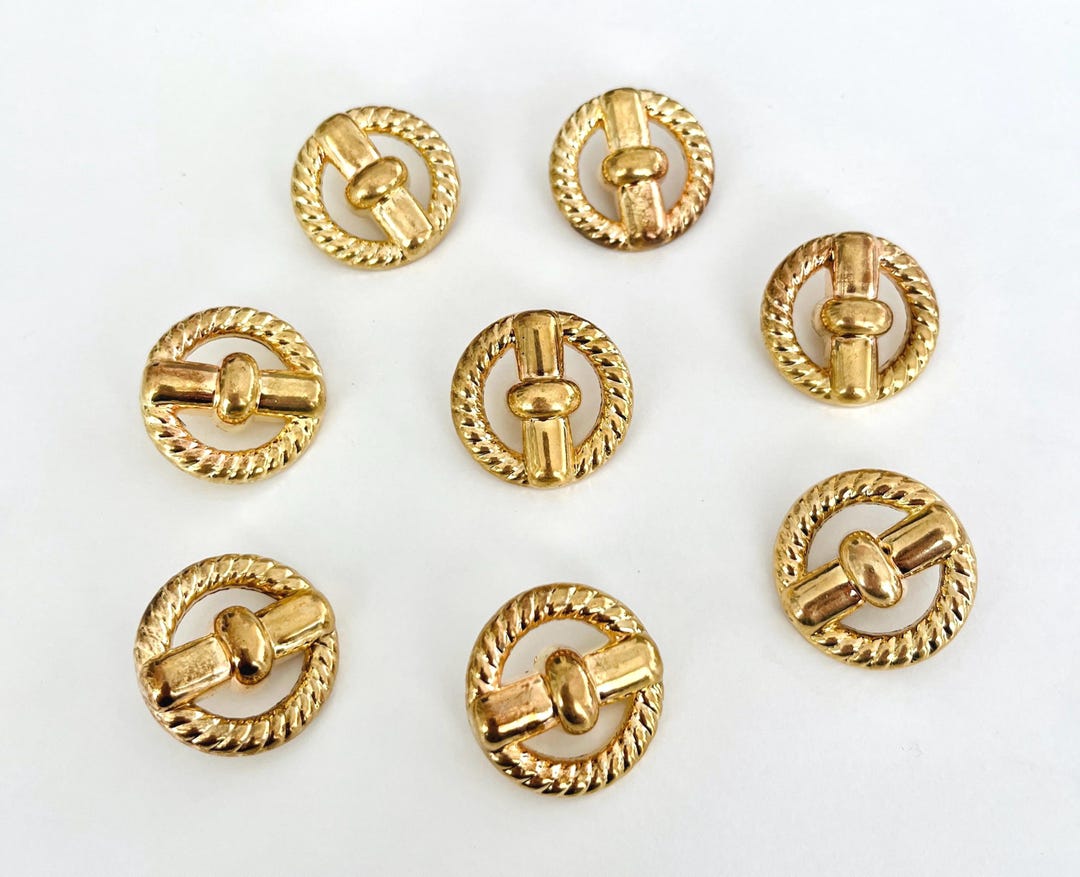 Vintage Gold Metal Blazer Buttons: 1980s Rope Edge Design, Set of 8 - Etsy