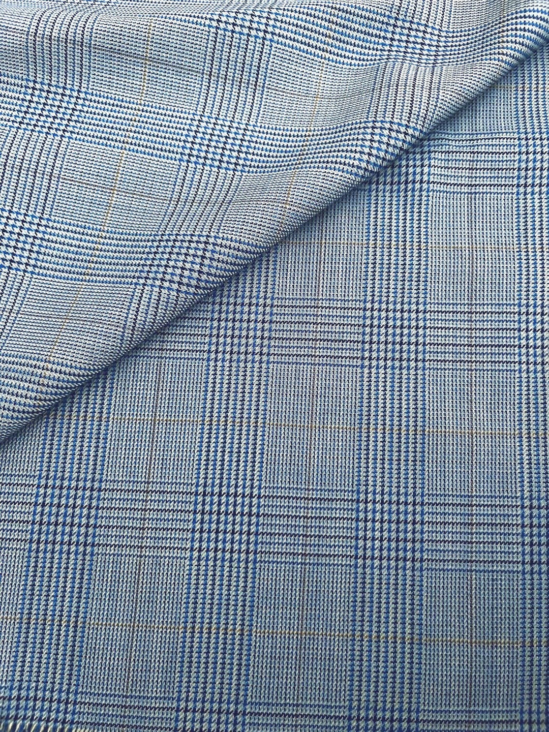 1.75m Vintage Blue Check Plaid Wool Fabric, Made in England. - Etsy