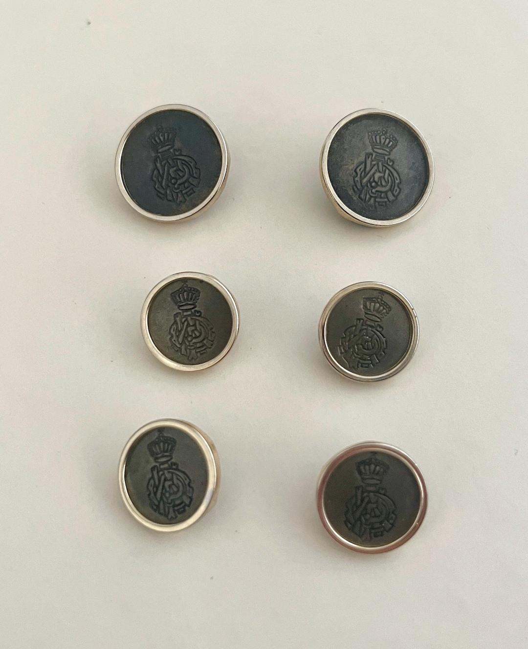 Vintage Military Style Metal Shank Buttons – Gold Tone Blazer Buttons ...