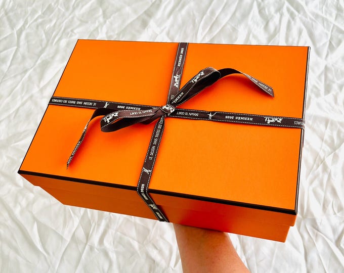 Authentic Hermès Gift Box With Original Ribbon – Vintage Orange Box for ...