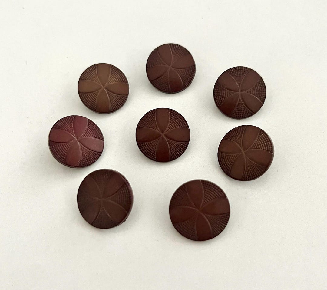 Vintage Brown Floral Shank Buttons, Set of 8, 18 Mm - Etsy