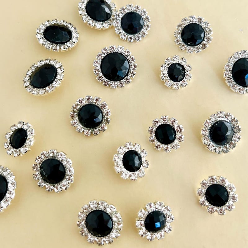 Black Rhinestone Buttons - Etsy