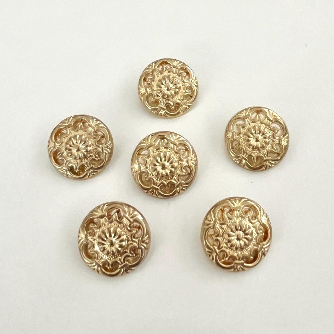 Vintage Gold Blazer Buttons, Ornate Floral Design, 22 Mm, Set of 6 - Etsy