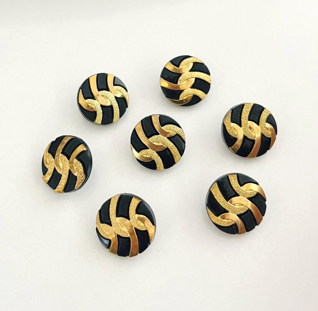 Vintage Black and Gold Chain Buttons: 1980s Blazer Set of 7 - Etsy
