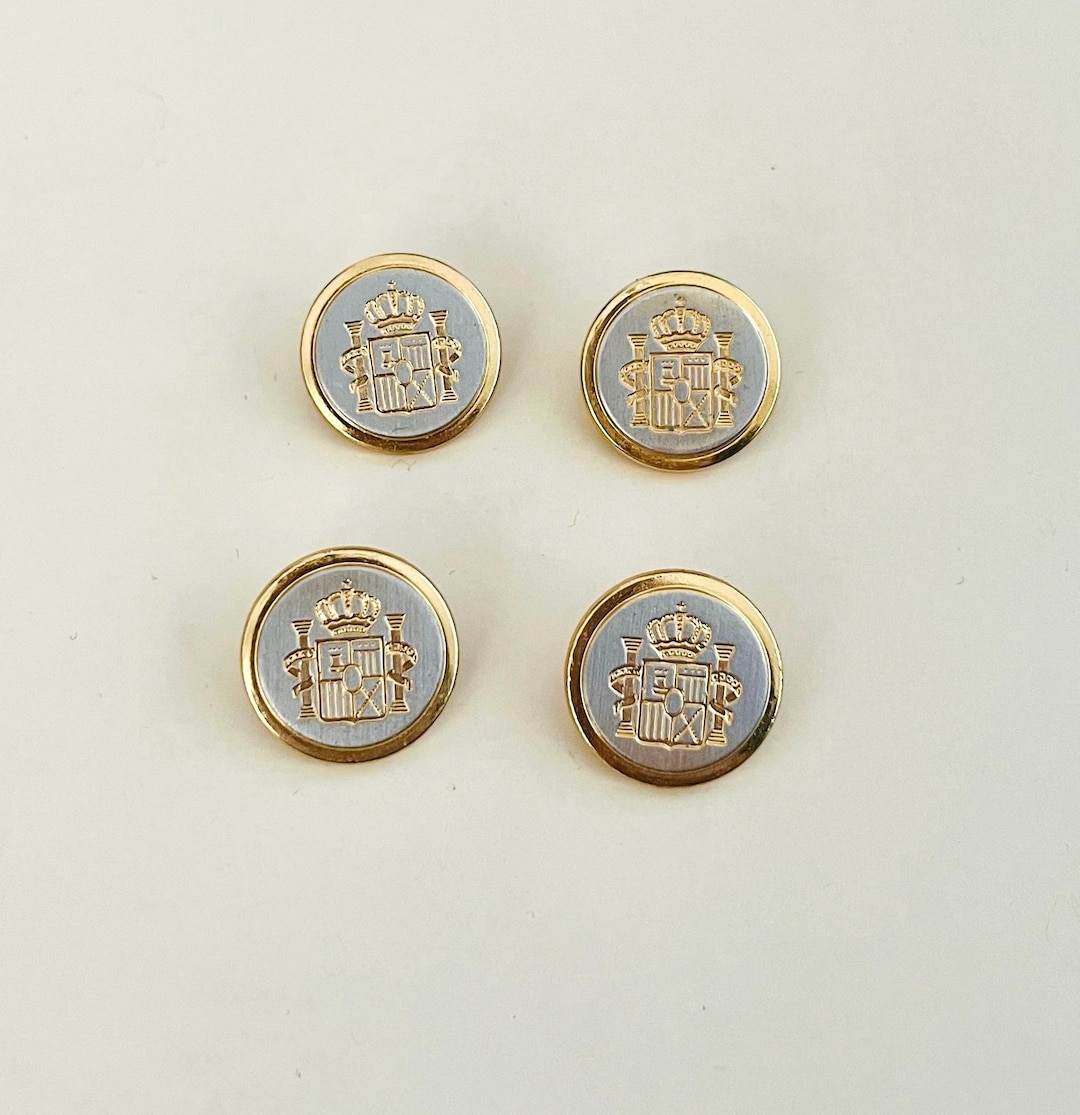 Vintage Gold Blazer Buttons - Set of 4, 20mm, Ornate Engraved Metal ...