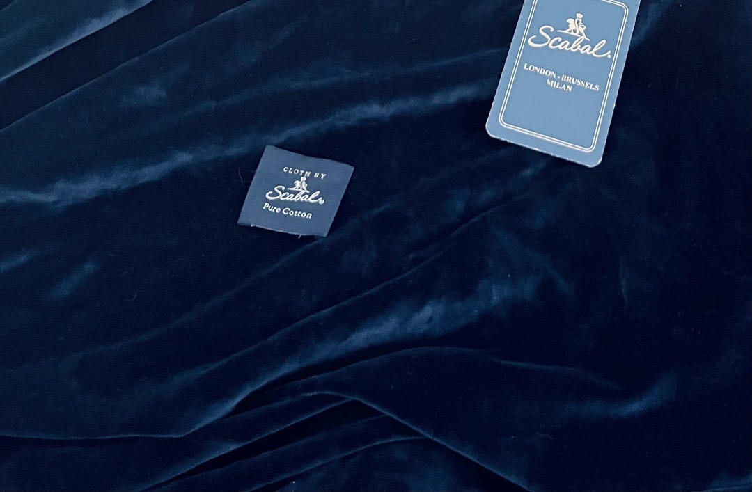 Scabal Heavyweight Cotton Velvet Fabric - Midnight Blue, Made in ...