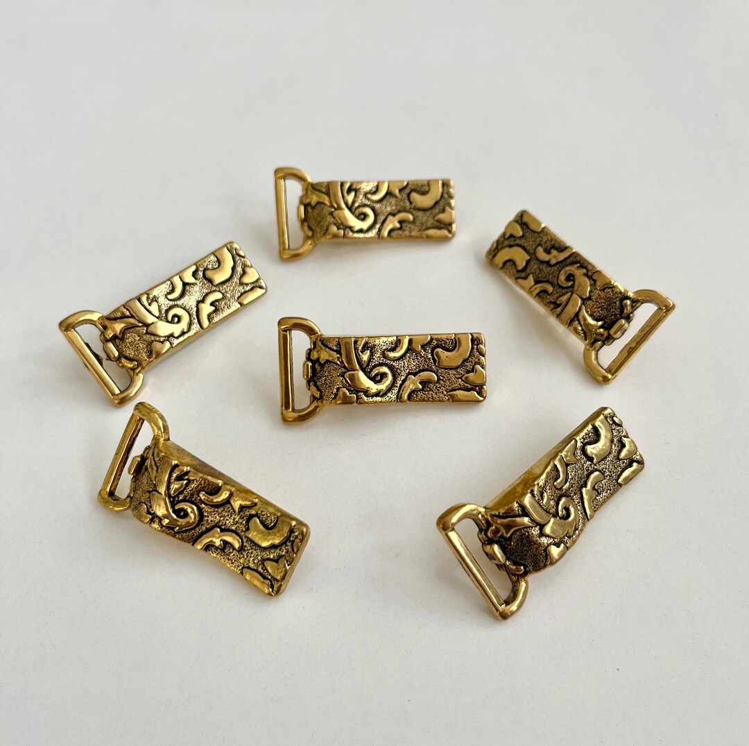 Rare Black & Antique Gold Buckle Style Buttons, Large Statement Vintage ...