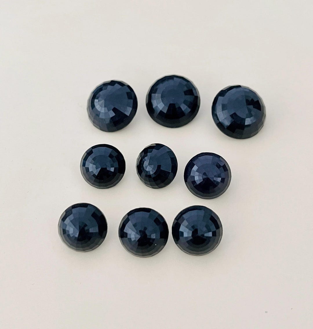 Black Glossy Shiny Mirror Finish Button Set • 9 Pcs • 3 Large(20 Mm ...