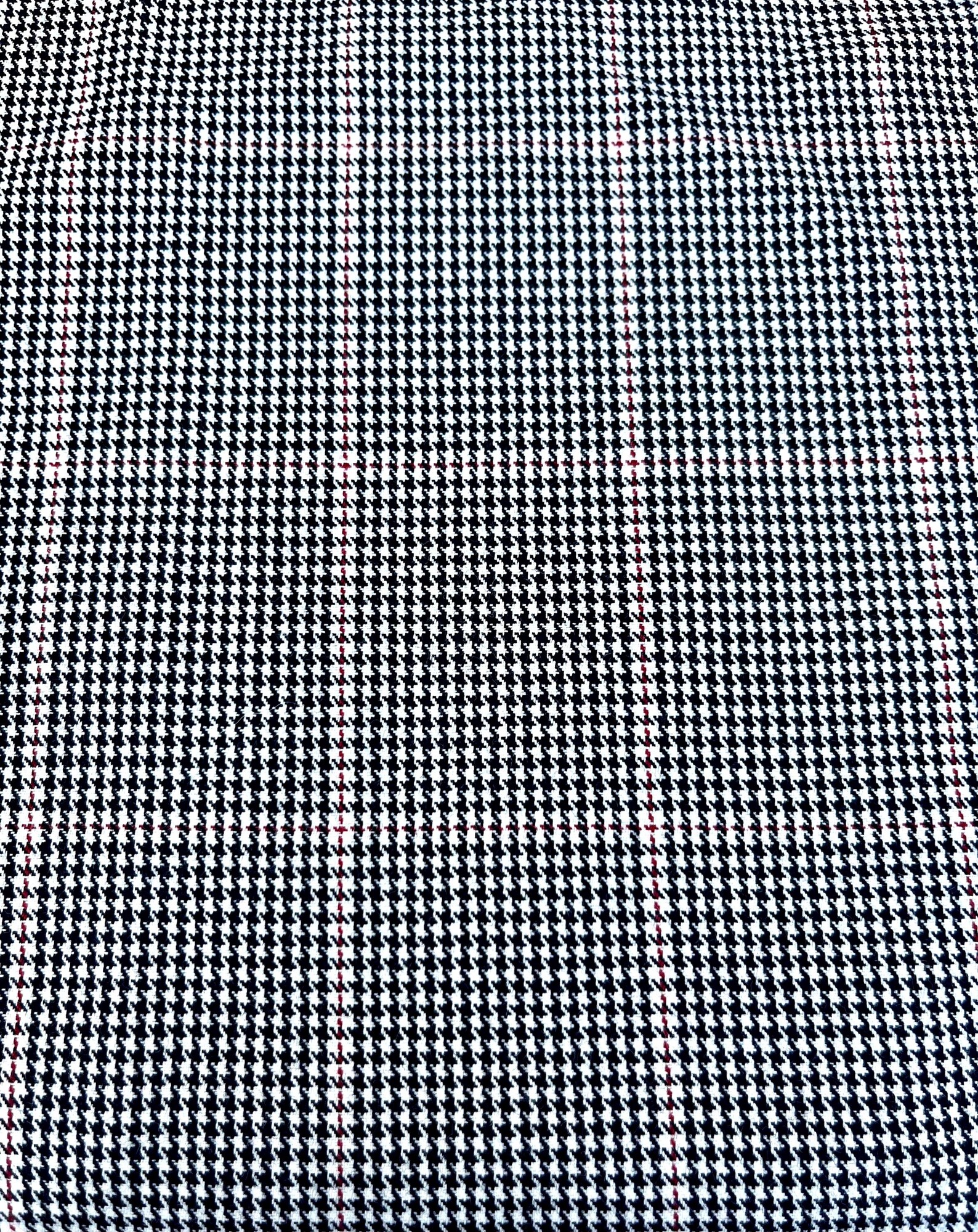 2.73 Yds Vintage All Wool Savile Row Fabric – Black White Red Glen ...