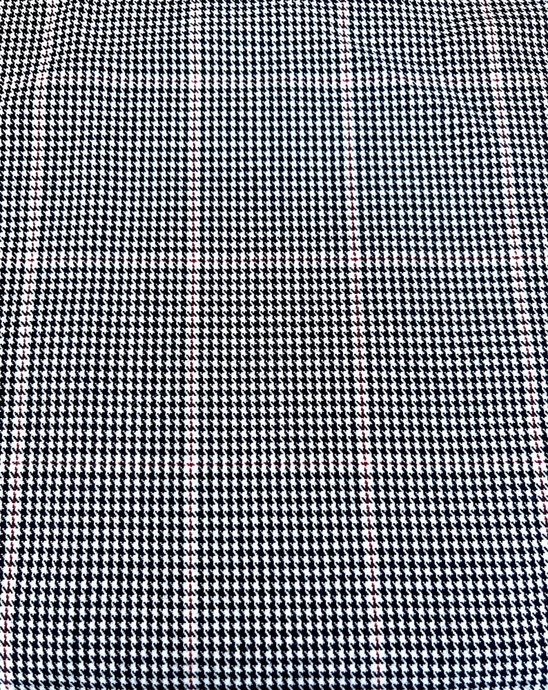 2.73 Yds Vintage All Wool Savile Row Fabric – Black White Red Glen ...