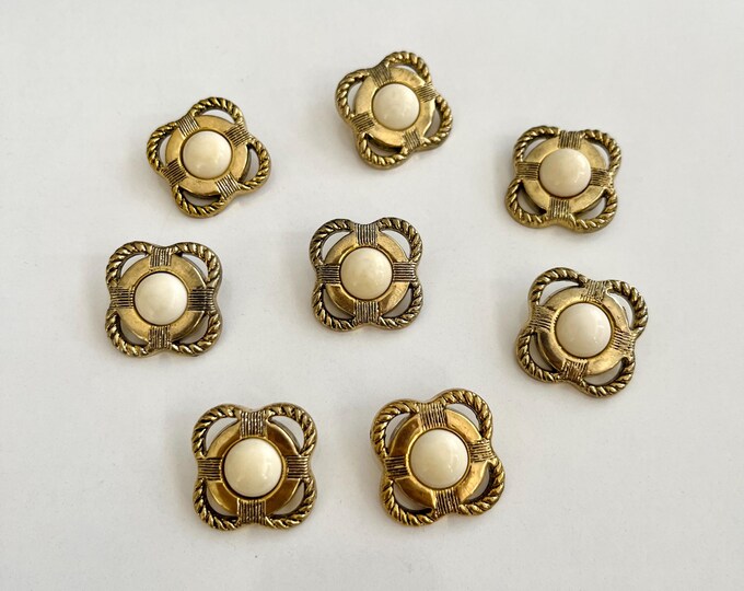 Vintage Gold Tone Rope Frame Buttons: Cream Center, 25 Mm, Set of 8 - Etsy