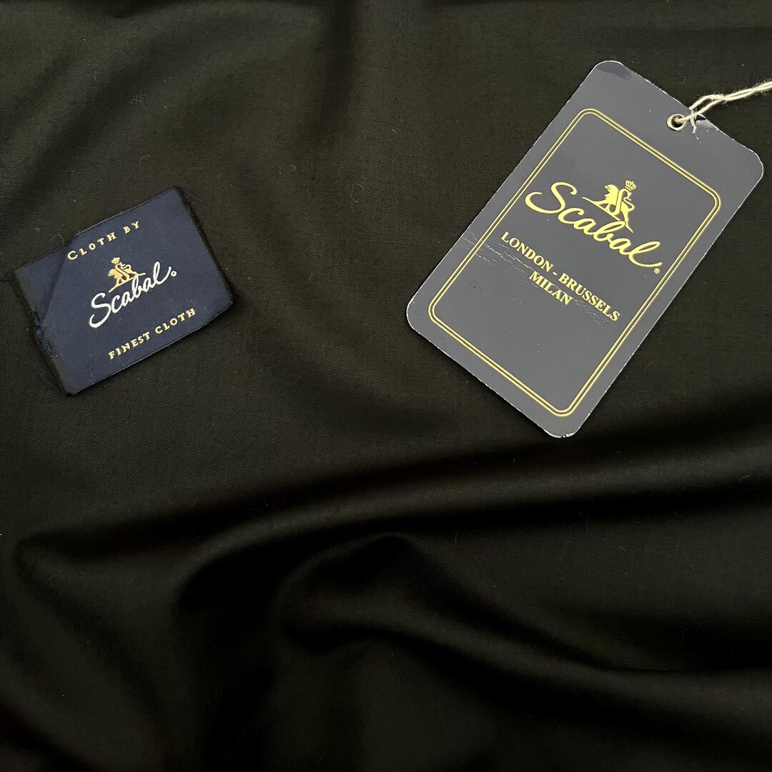 Jet Black Scabal Shtof Suiting Fabric – Soft Sheen Finish – Elegant ...