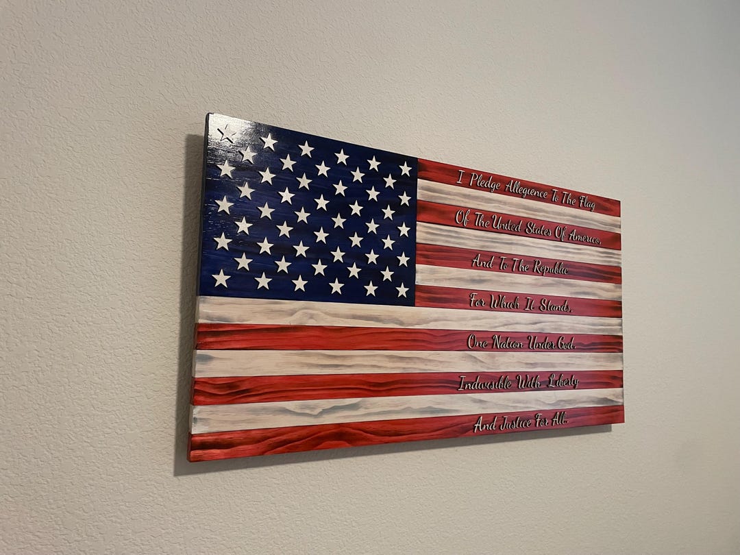 American Wooden Flag With Pledge of Allegiance - Etsy
