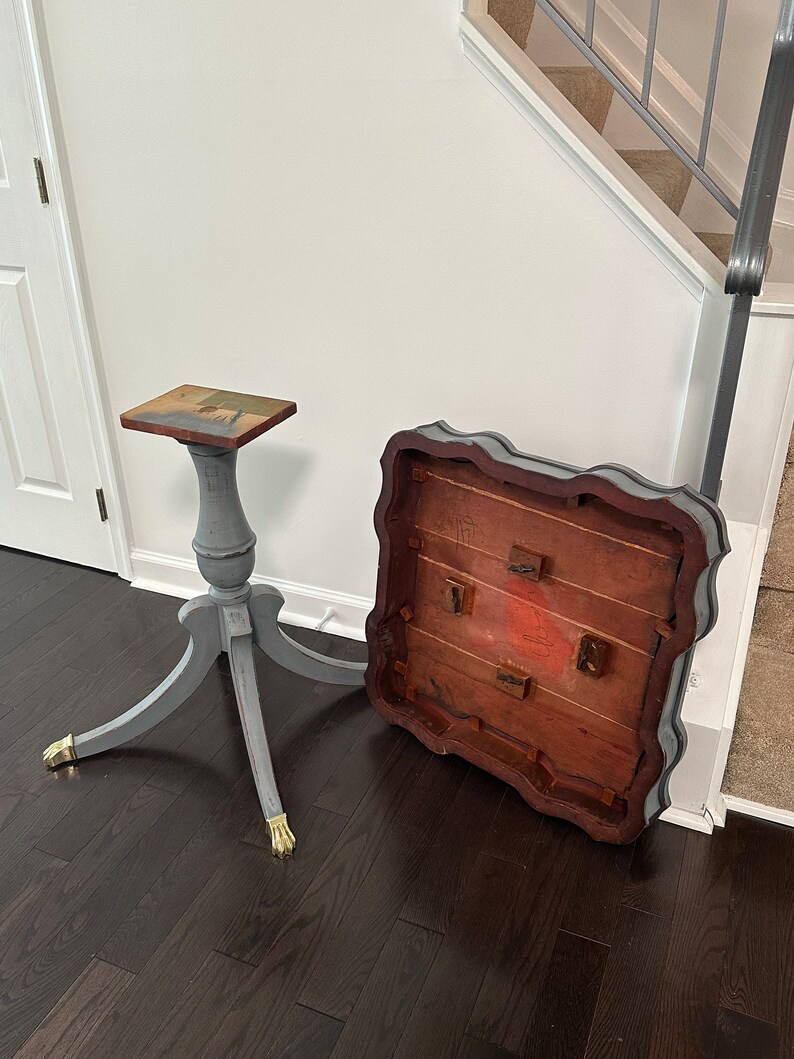 Solid Wood Antique Duncan Phyfe Style Pedestal Table Mahagony Brass ...