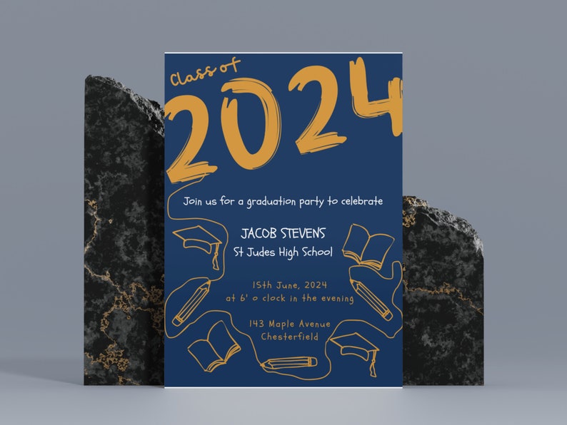 Illustrated Graduation Party Invitation Editable Template, Class of ...
