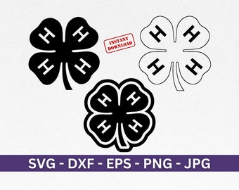 4H Vector,lucky Sign Logo Icon,leaf Clover,svg,png,dxf,eps File,instant ...