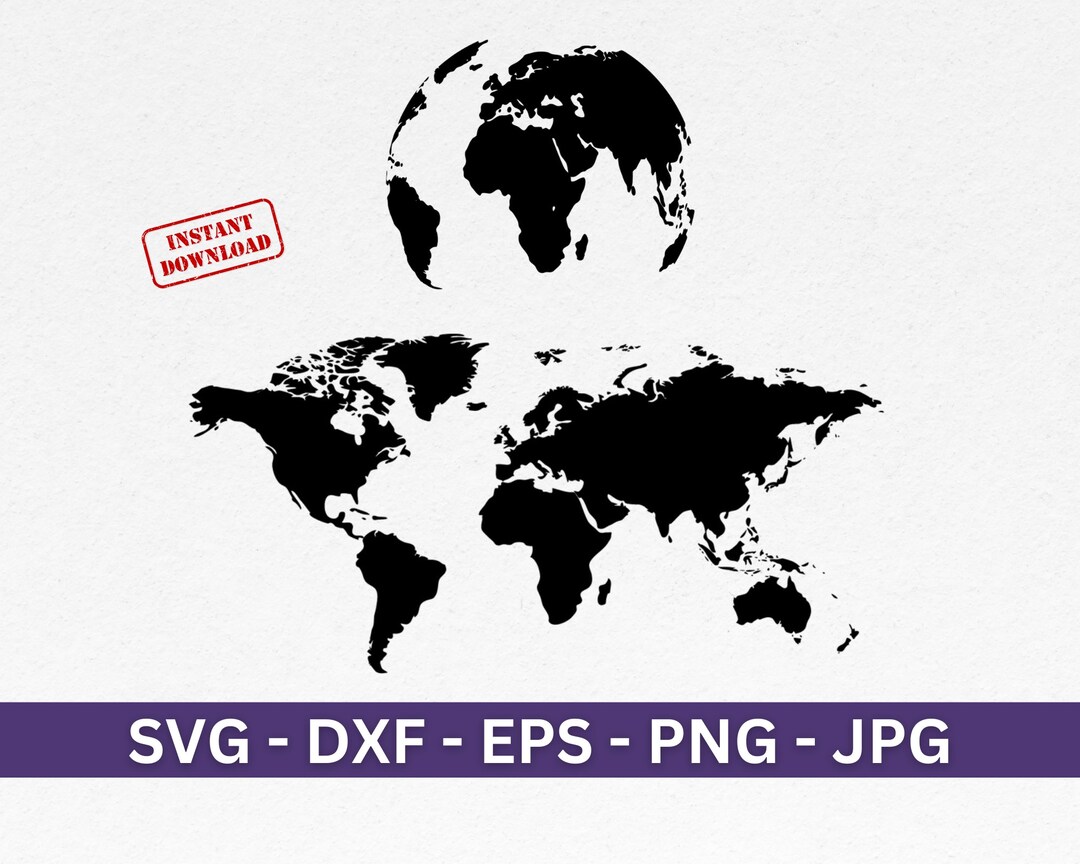 World Map SVG World Map SVG Laser Cut Vector File World Map Png World ...