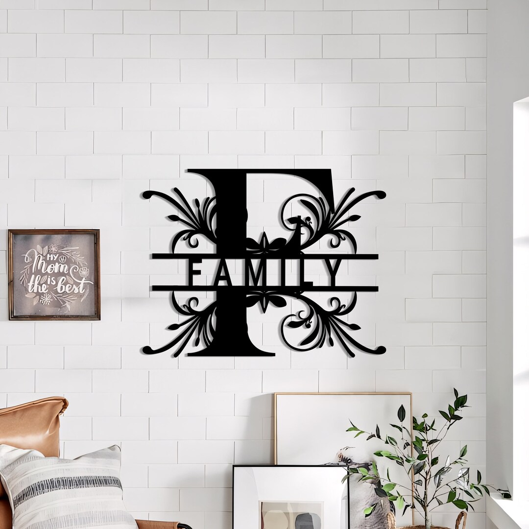 Custom Initial Metal Wall Art Last Name Sign Personalized Family Name ...